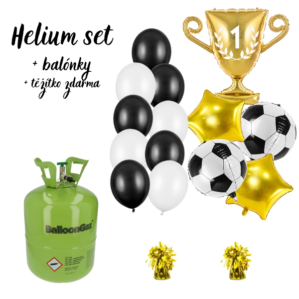 Helium set - Výhodná kombinace helium s balonky Fotbal winner ...
