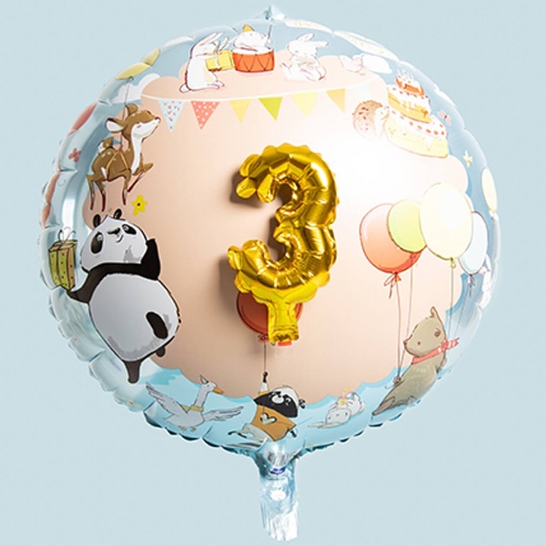 Balónek fóliový 3D Zvířátka s číslem 56 cm - MojeParty.cz