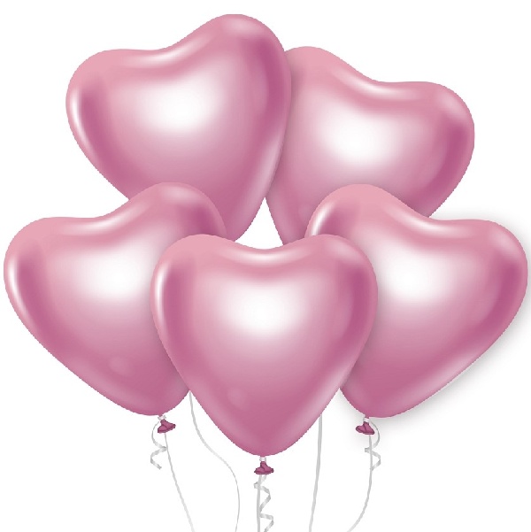 Balónky latexové, platinové světle růžové srdce 30 cm 6 ks - MojeParty.cz