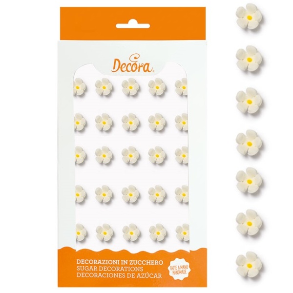 Cukrové dekorace Kytičky bílé 1 cm 30 ks - MojeParty.cz