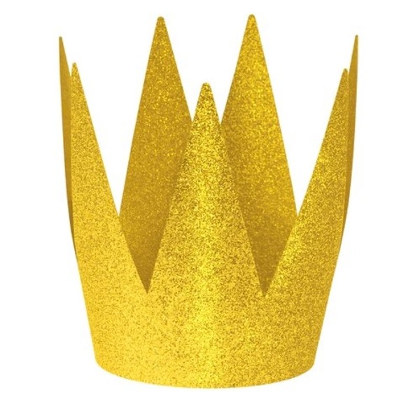 Korunka plastová princeznovská s glitry zlatá 3 ks - MojeParty.cz